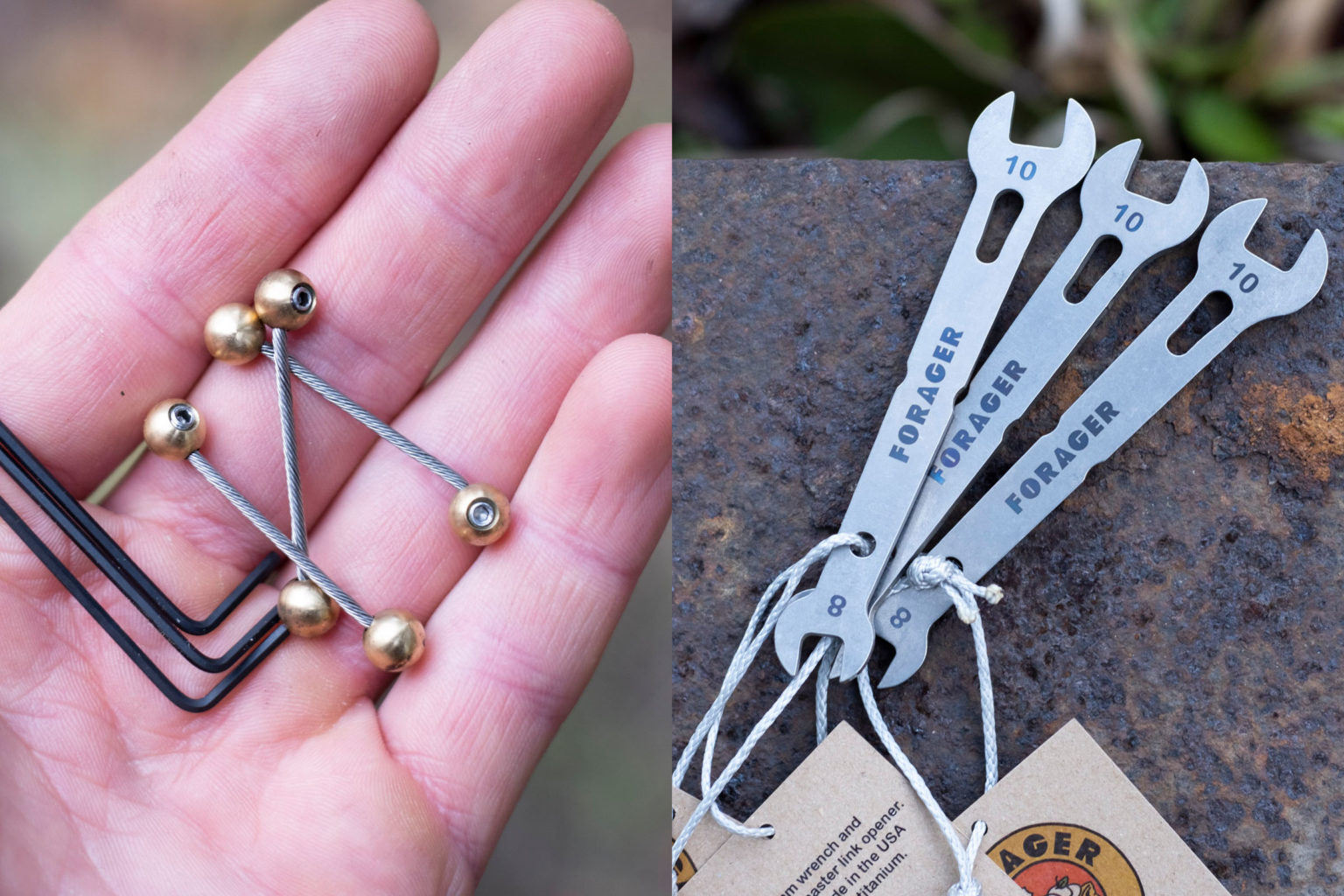 Forager Cycles Brass Cable Cherries and new Link Wrench - BIKEPACKING.com