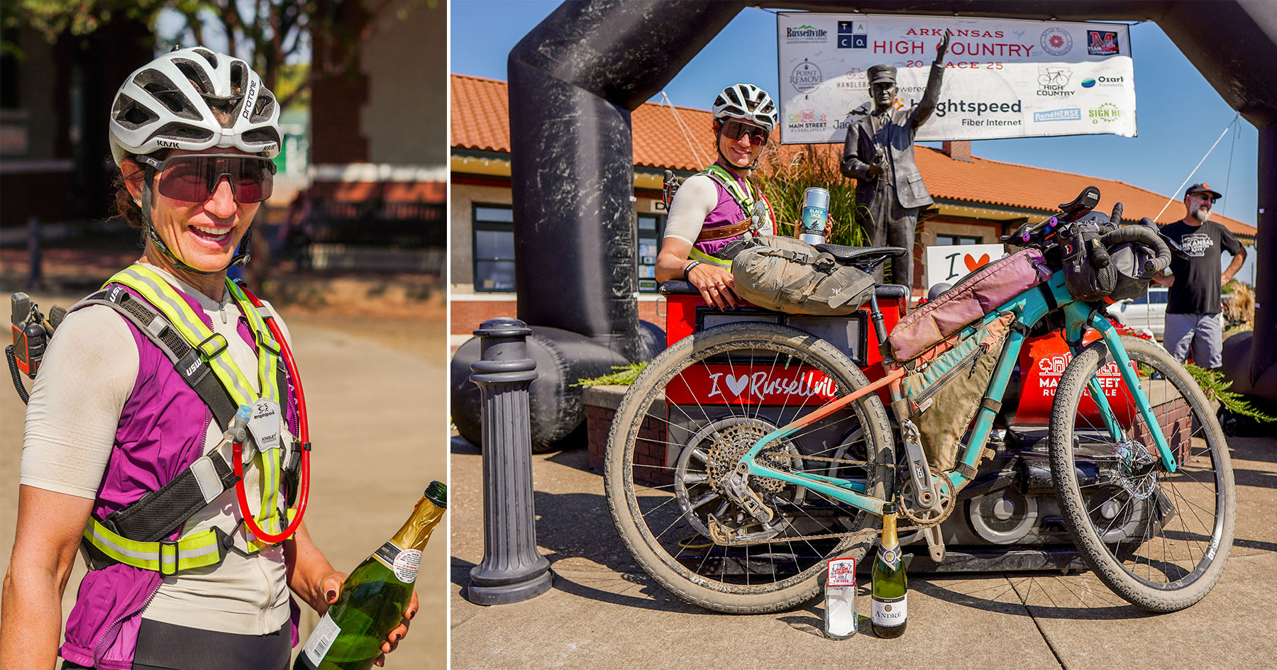 Katherine Anderson 2025 Arkansas High Country Race Finish - BIKEPACKING.com