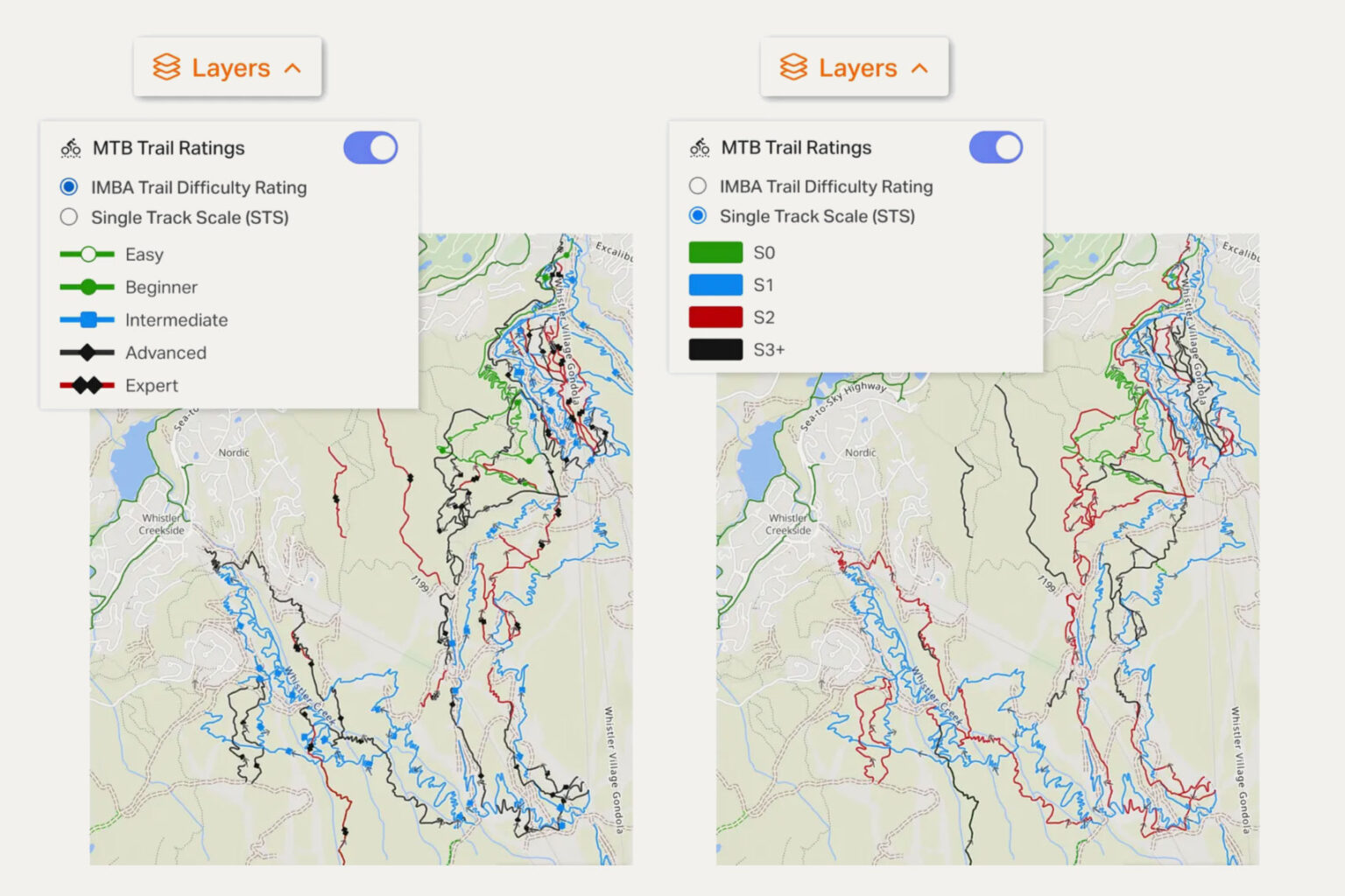 Ride with GPS MTB Trail Ratings layer - BIKEPACKING.com