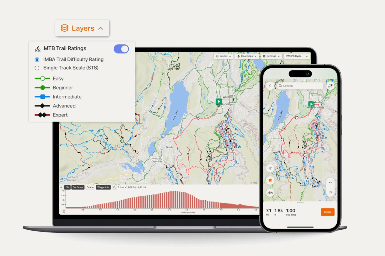 Ride with GPS MTB Trail Ratings layer - BIKEPACKING.com